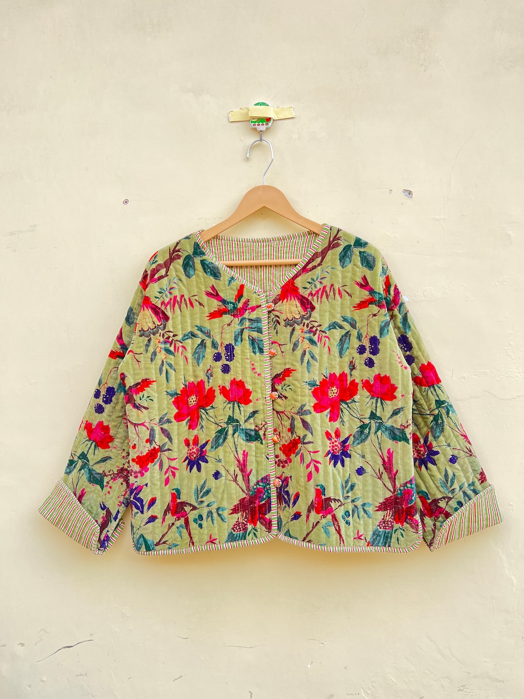 Handmade Floral Velvet Quilted Jacket: Reversible Boho Coat - Etsy