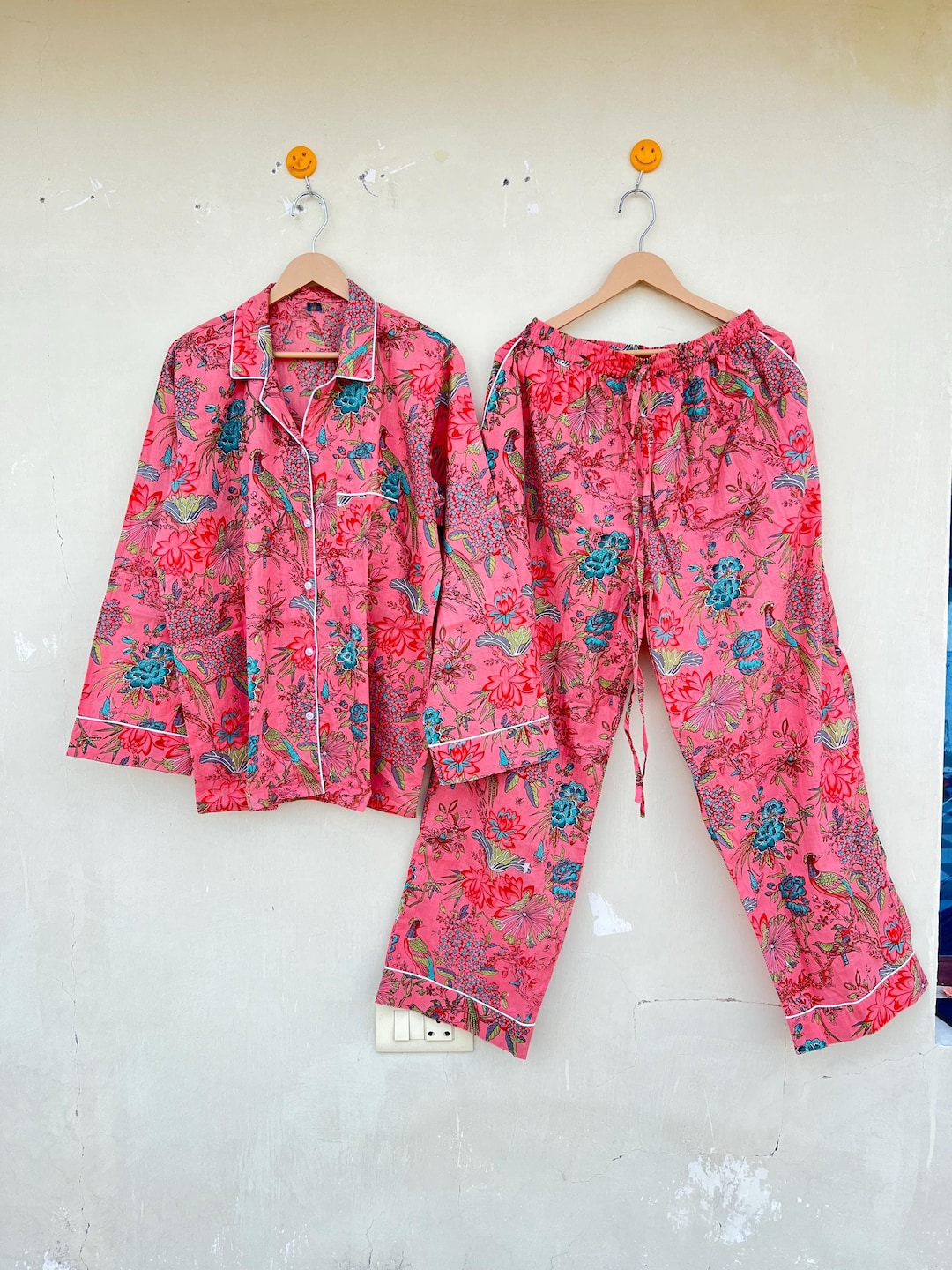 Floral Cotton Pajama Set: Lightweight Indian Pajamas - Etsy