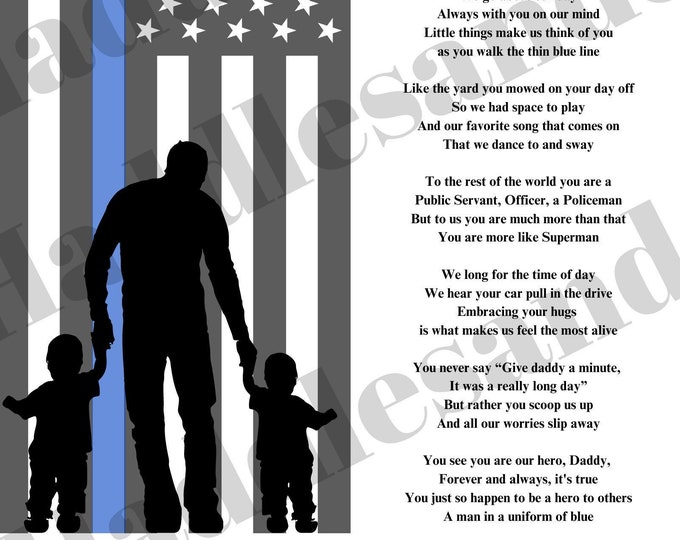 Police Father of Two Poem Father's Day Thin Blue Line From Kids Law ...