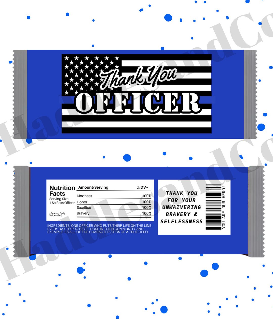 Police Appreciation Gift – Printable Thank You Candy Bar Wrappers for ...