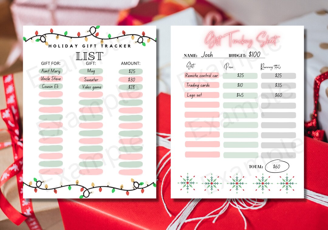 Holiday Gift Tracker Christmas Budget Sheet Keeping Track - Etsy