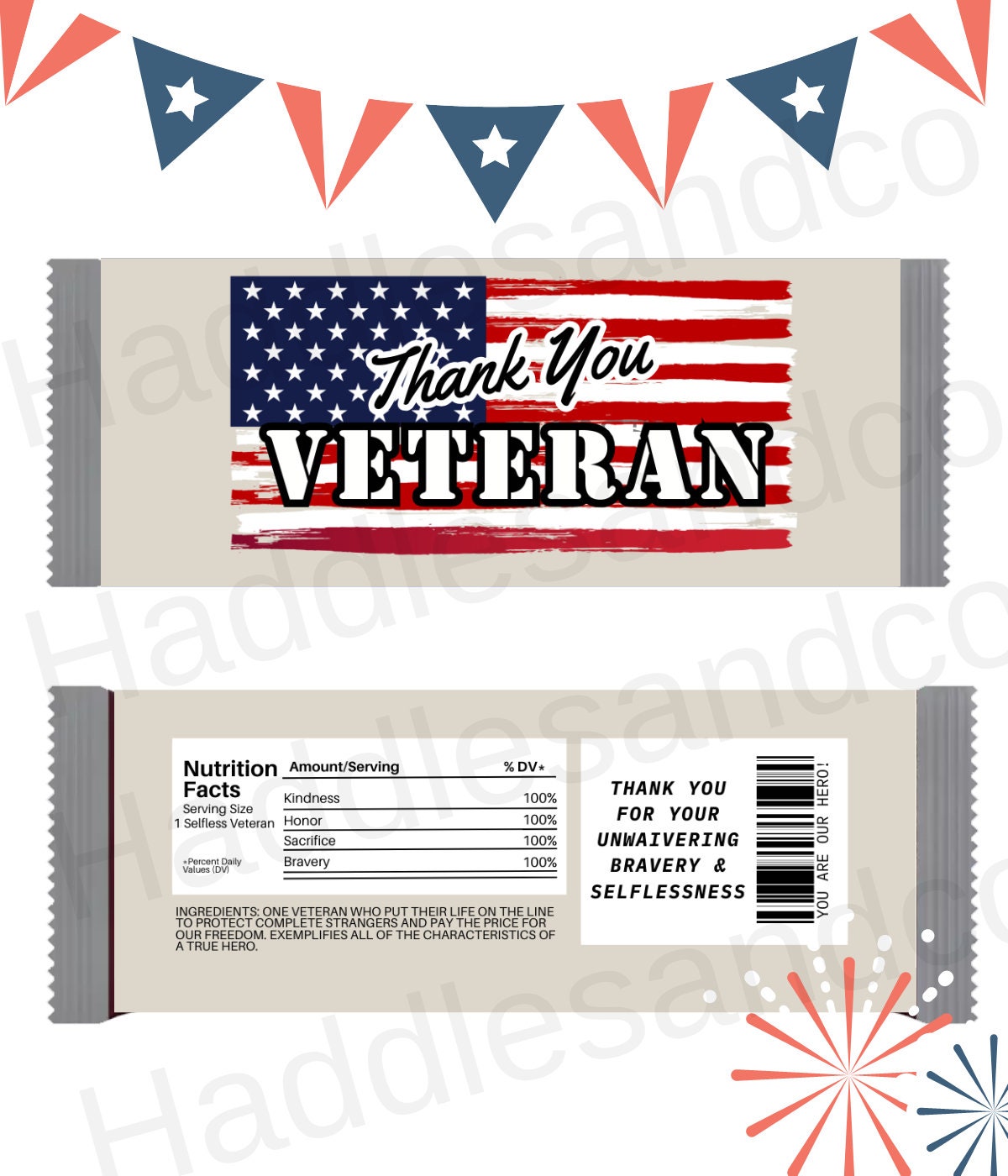 Thank A Veteran Thank You Candy Bar Wrapper Hersheys Service Member ...
