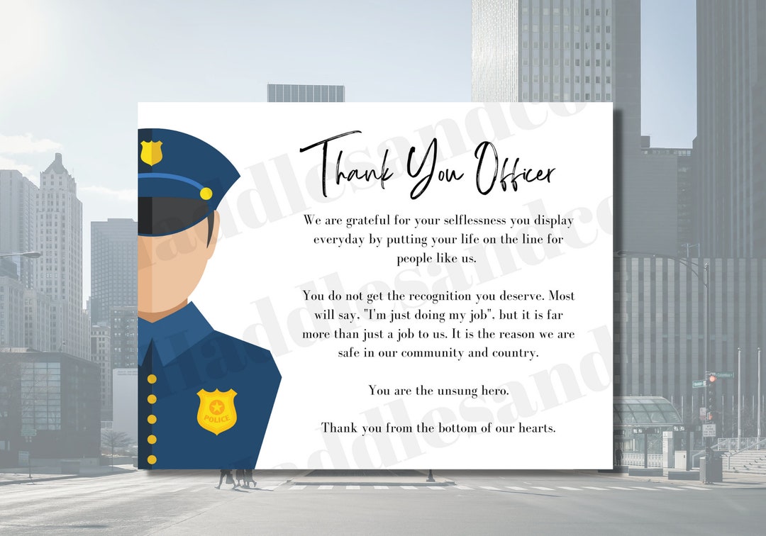 Thank You Officer Policeman Policewoman State Police Law Enforcement ...