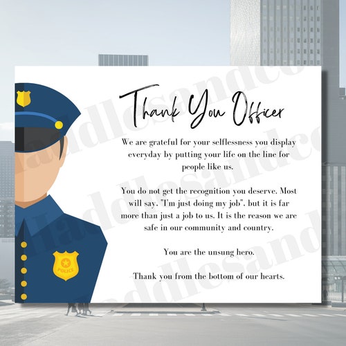 INSTANT DOWNLOAD Printable Police Law Enforcement Thank You - Etsy