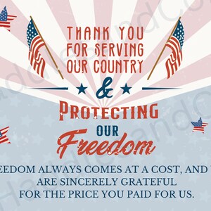 Thank A Veteran Thank You Card for Veteran Service Member Printable ...