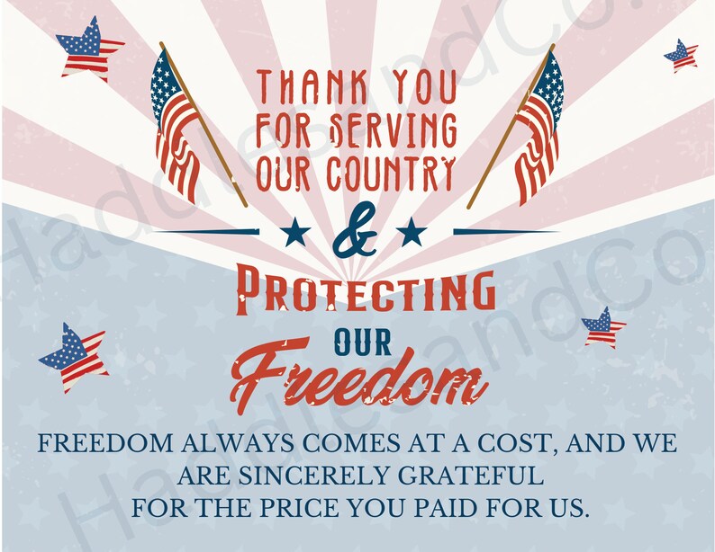 Thank A Veteran Thank You Card for Veteran Service Member Printable ...