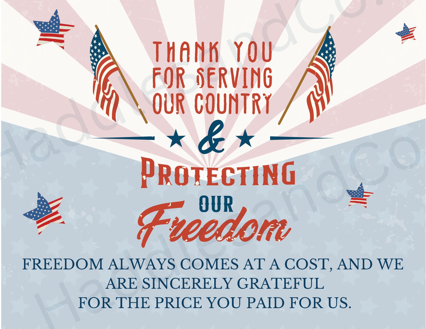 Thank A Veteran Thank You Card for Veteran Service Member Printable ...