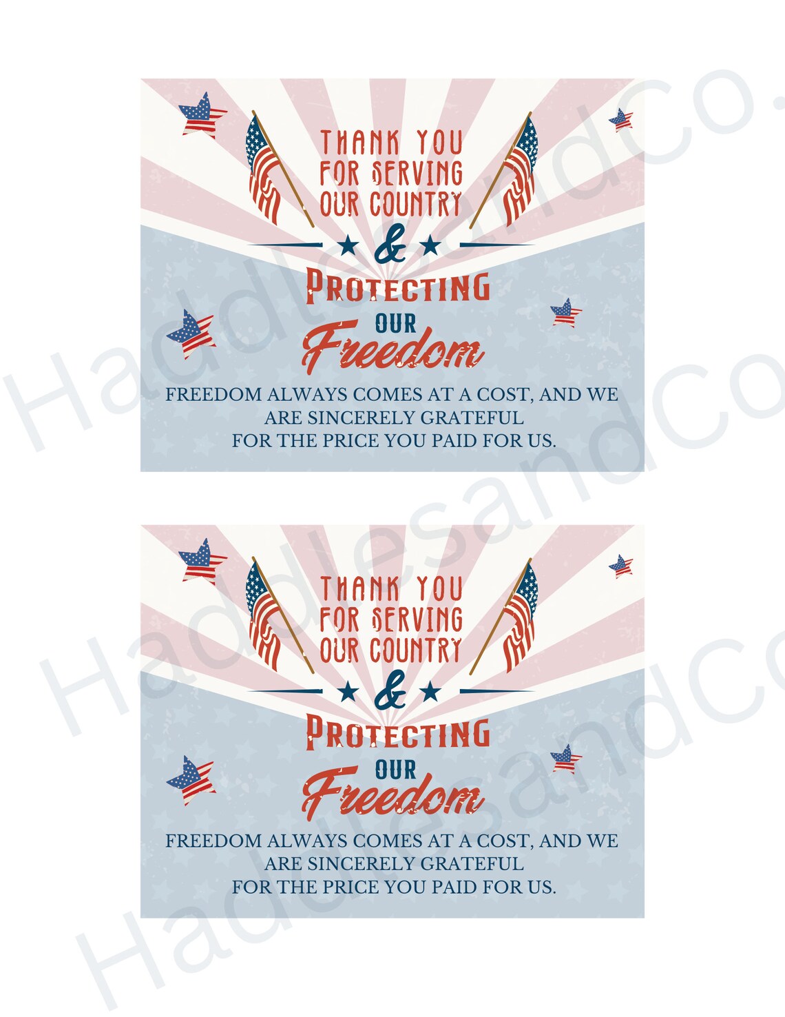 Thank A Veteran Thank You Card for Veteran Service Member Printable ...