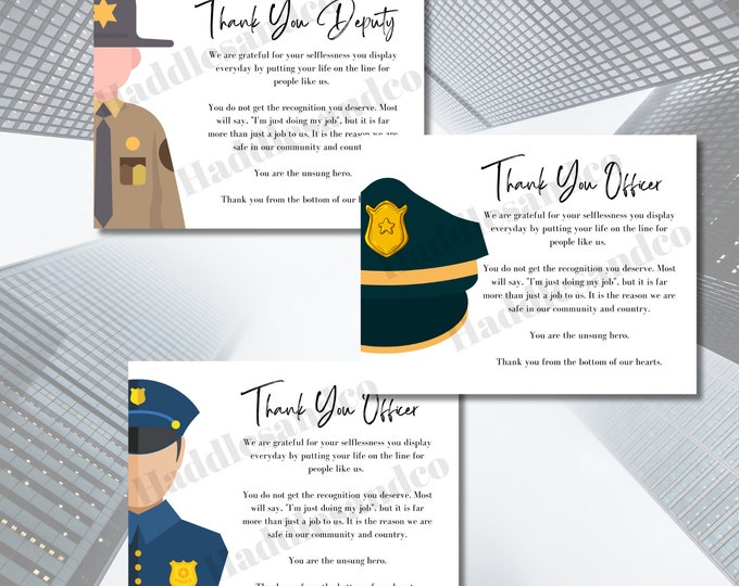 Thank You Officer Sheriff Deputy Policeman Policewoman State Police Law ...