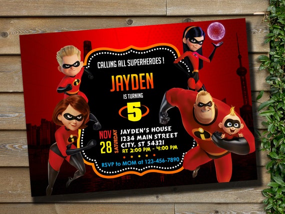 The Incredibles Digital Invite the Incredibles Birthday - Etsy