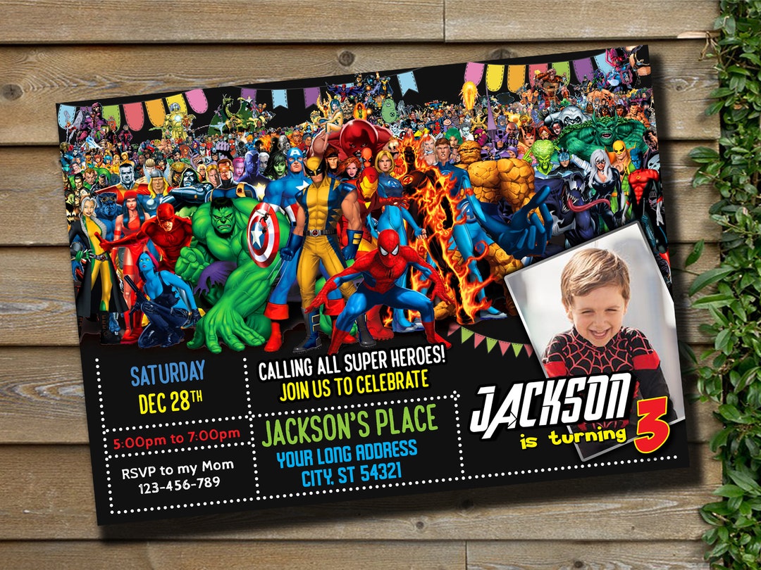 Superhero Birthday Invitation With Photo: Avengers Theme (digital File ...