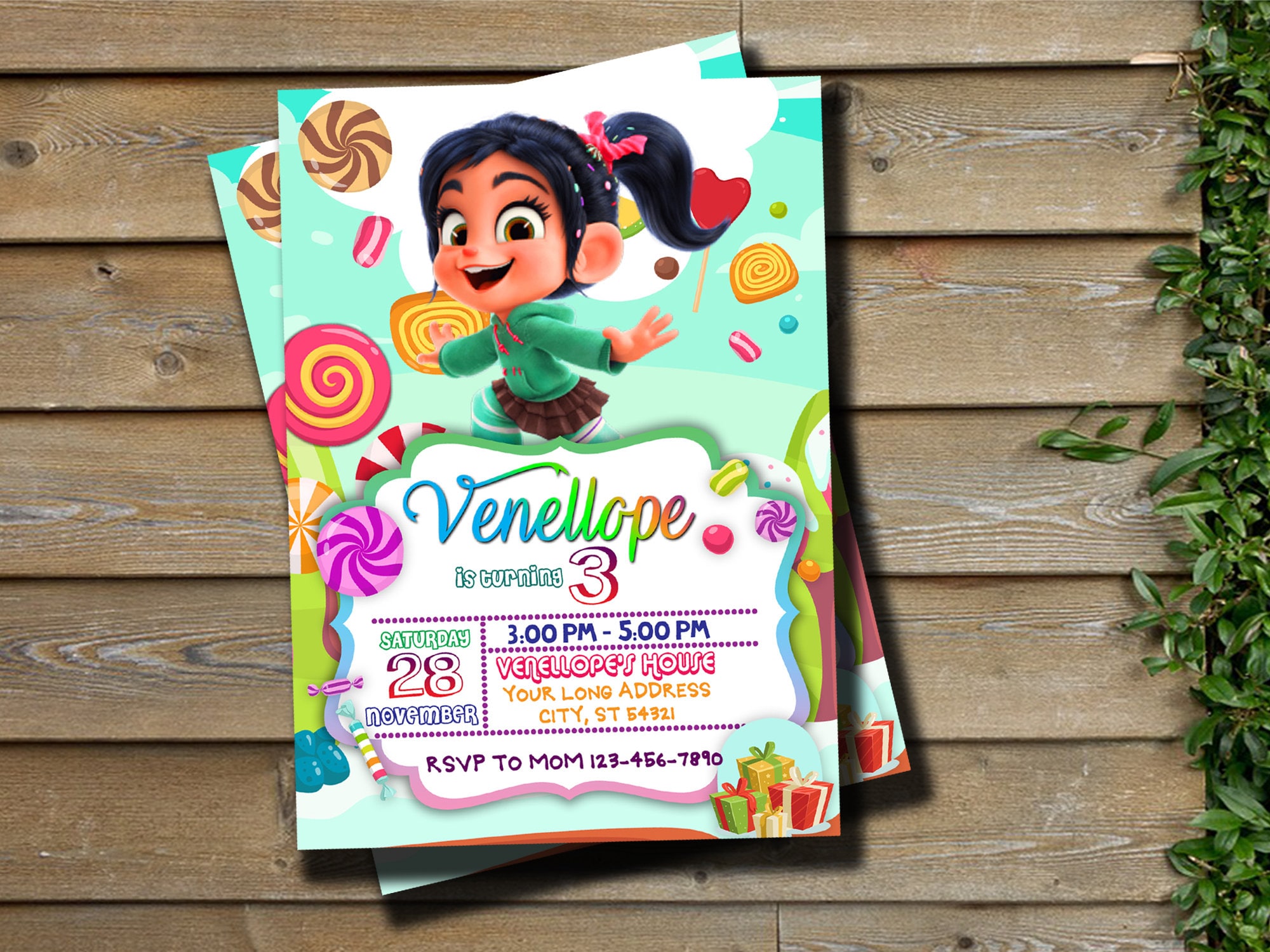 Vanellope Digital Invitation Wreck It Ralph Movie Birthday Party Invite ...