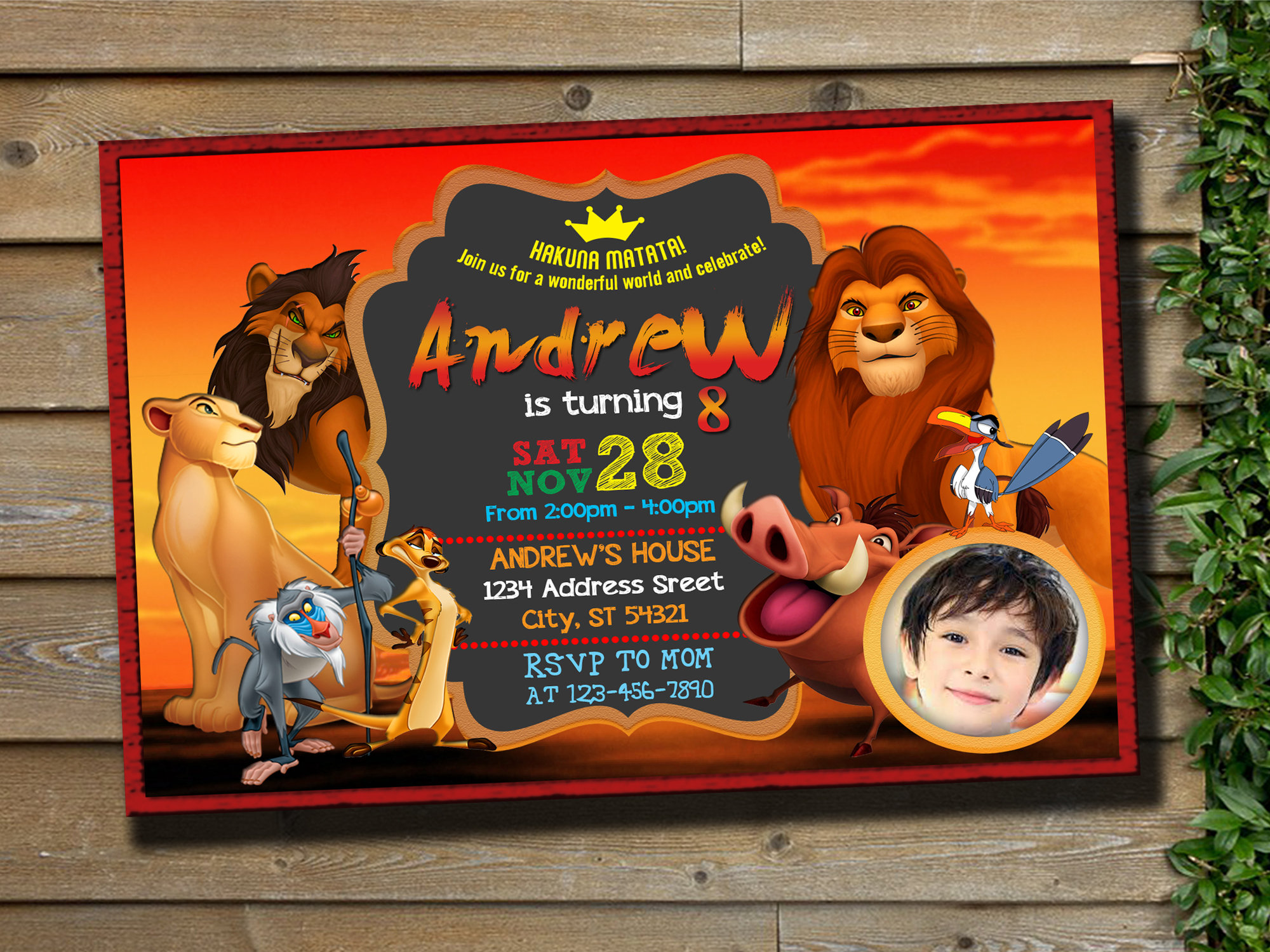 Lion King Invitation Lion King Birthday Invitation Lion King Birthday ...