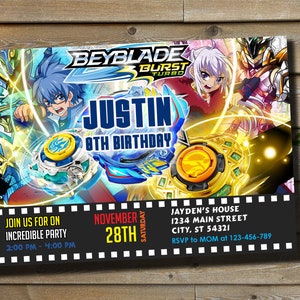 Beyblade Digital Invite - Beyblade Invitation - Beyblade Boy Invitation ...