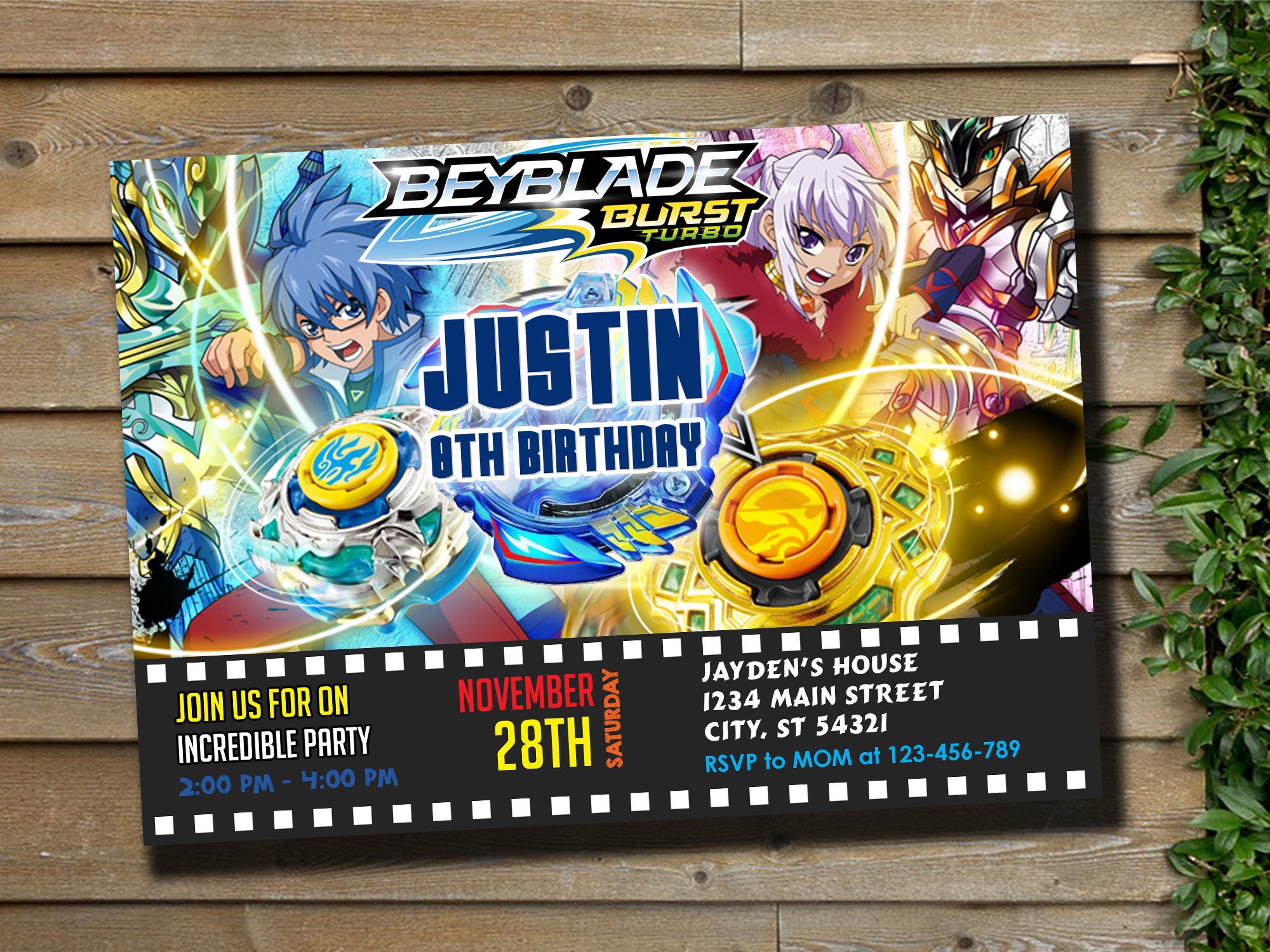 Beyblade Digital Invite - Beyblade Invitation - Beyblade Boy Invitation ...