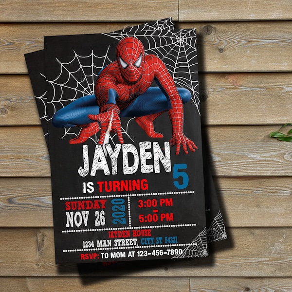 Spiderman Invitation - Etsy