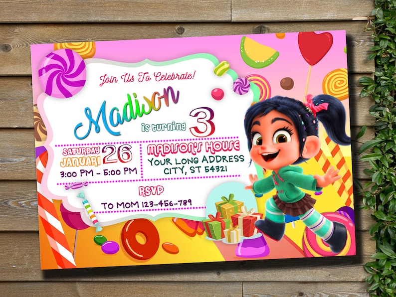 Wreck It Ralph Birthday Invitation Vanellope Invitation | Etsy