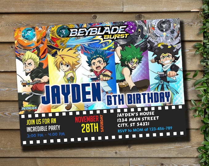 Beyblade Invitation, Beyblade Invites, Beyblade Party, Beyblade ...