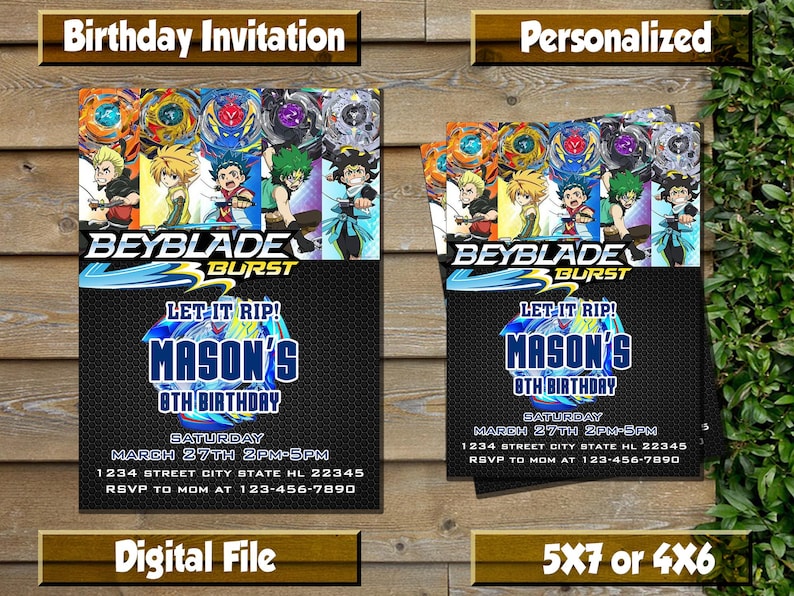 Beyblade Birthday Invitation: Personalized Digital Invite - Etsy