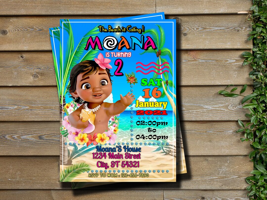 Baby Moana Birthday Invitation - Baby Moana Invite - Baby Moana ...