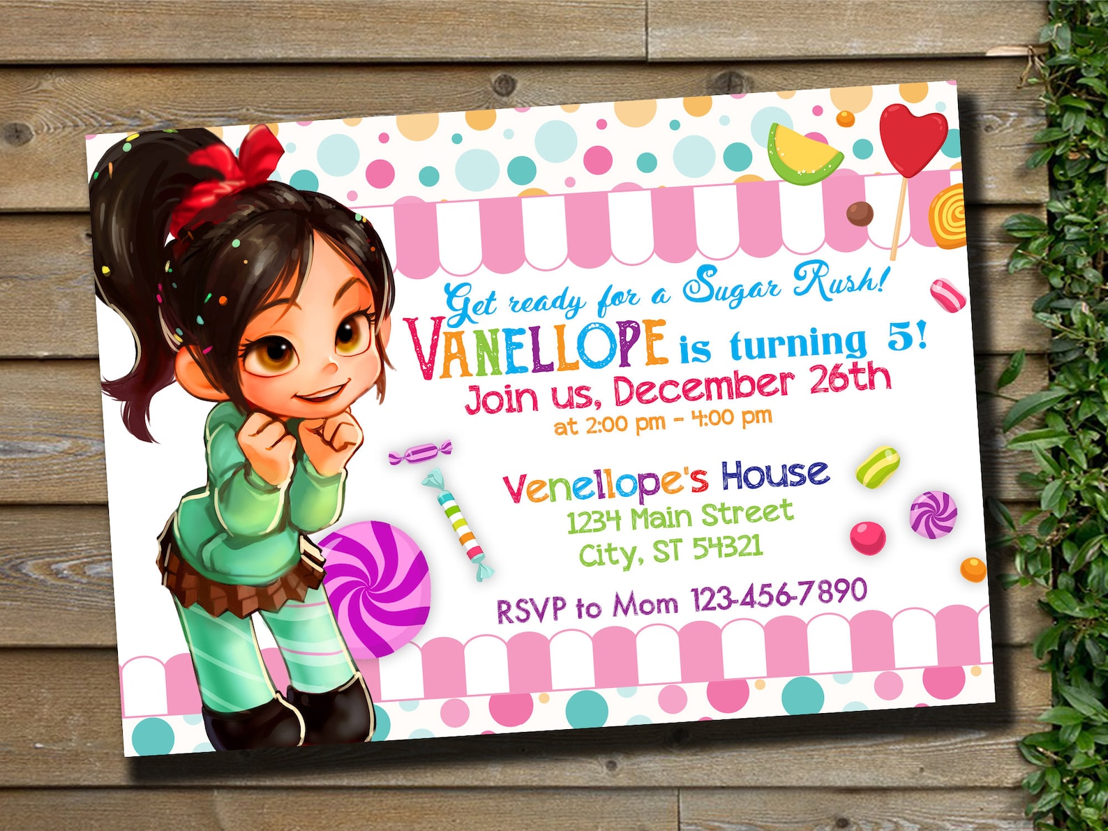 Wreck It Ralph Birthday Invitation Vanellope Invitation - Etsy