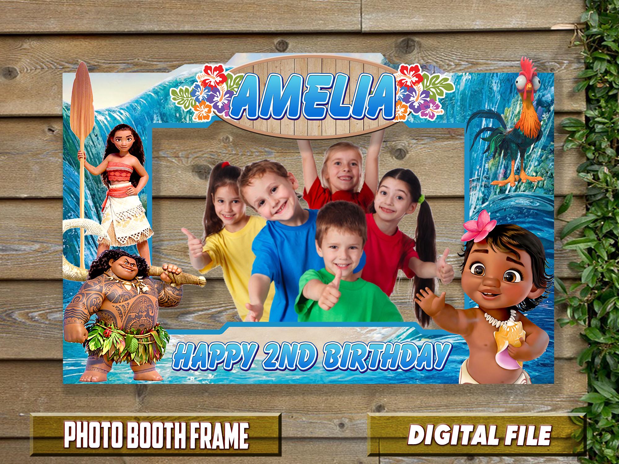 Personalized Moana Photo Booth Frame: Birthday Party Prop (digital File ...