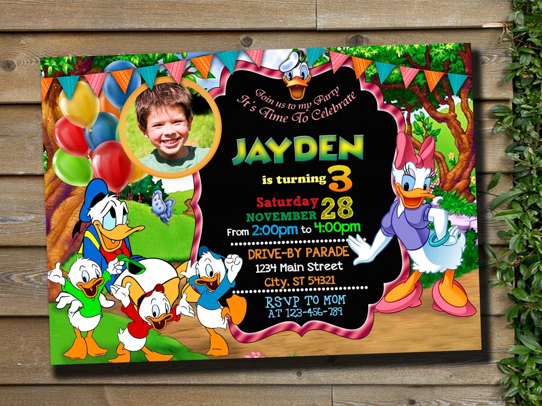 Donald Duck Birthday Invitation With Photo (digital File) - Etsy