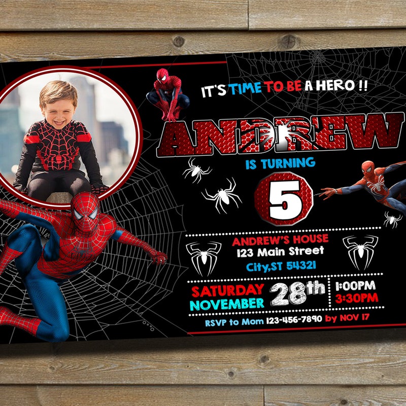 Spiderman Invitation - Etsy