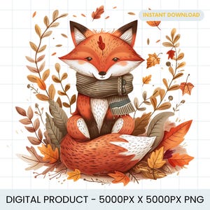 Fall Fox Clipart Watercolor Cute Fox Png Autum Fox Clipart Fox Png ...