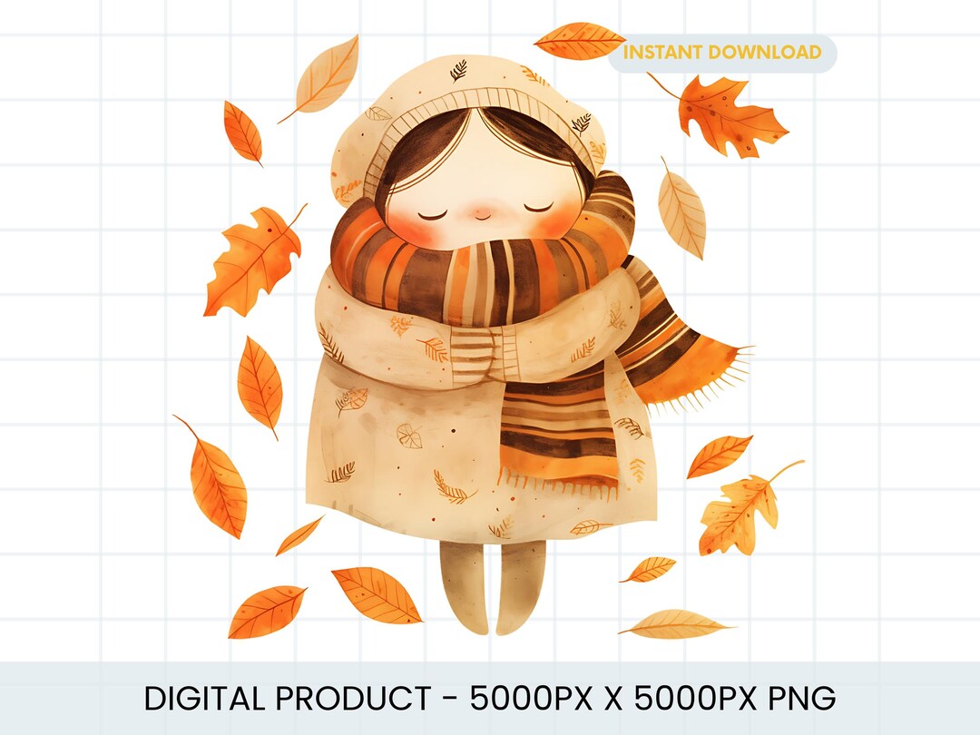 Fall Mood Clipart Autumn Girl Png Watercolor Cute Autumn Woman Png ...