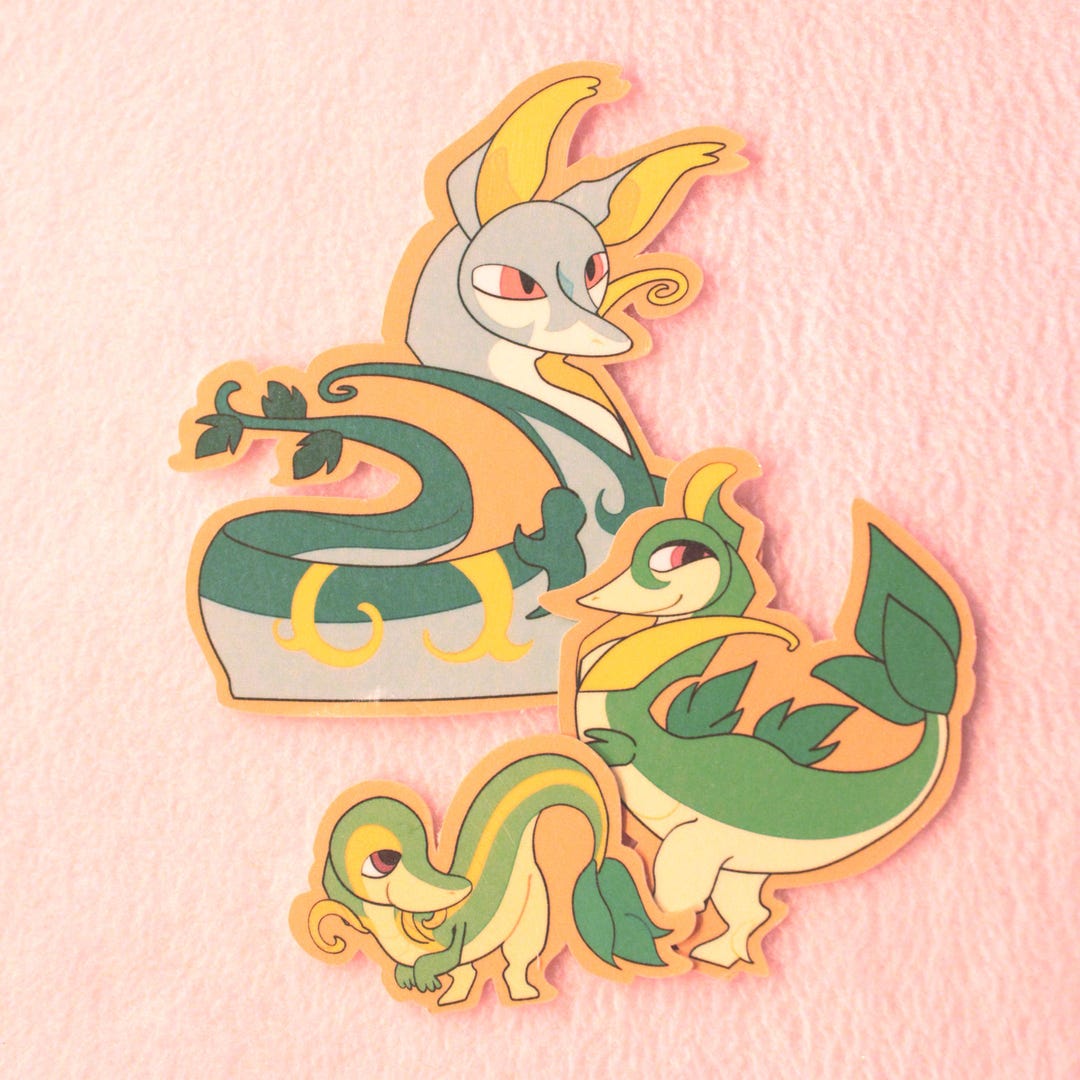 Snivy Line Sticker Set | Fan Made Pokemon Stickers - Etsy