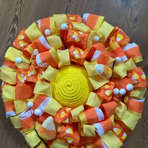UITC Candy Corn Ribbon Wreath With Yellow Center - Etsy
