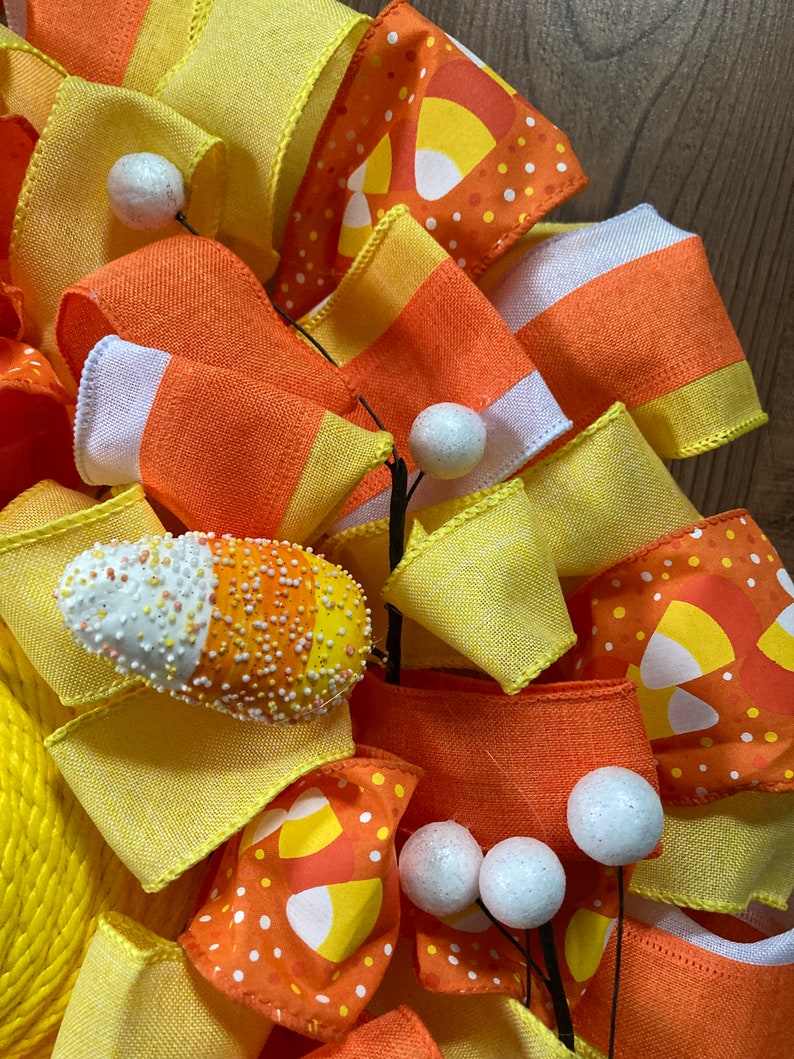UITC Candy Corn Ribbon Wreath With Yellow Center - Etsy
