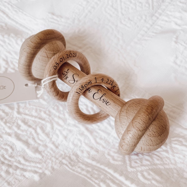 Wooden Baby Rattle - Etsy