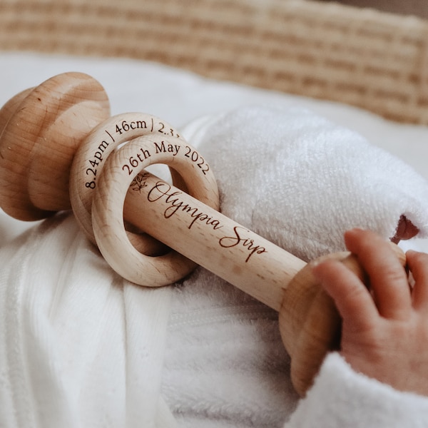 Wooden Baby Rattle - Etsy
