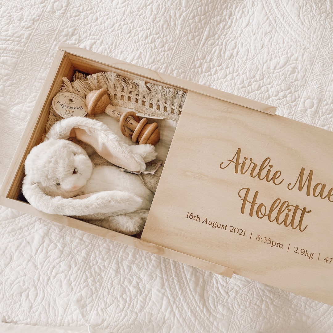 Keepsake Newborn Gift Set Keepsake Box Rattle Plush Bunny Blanket ...