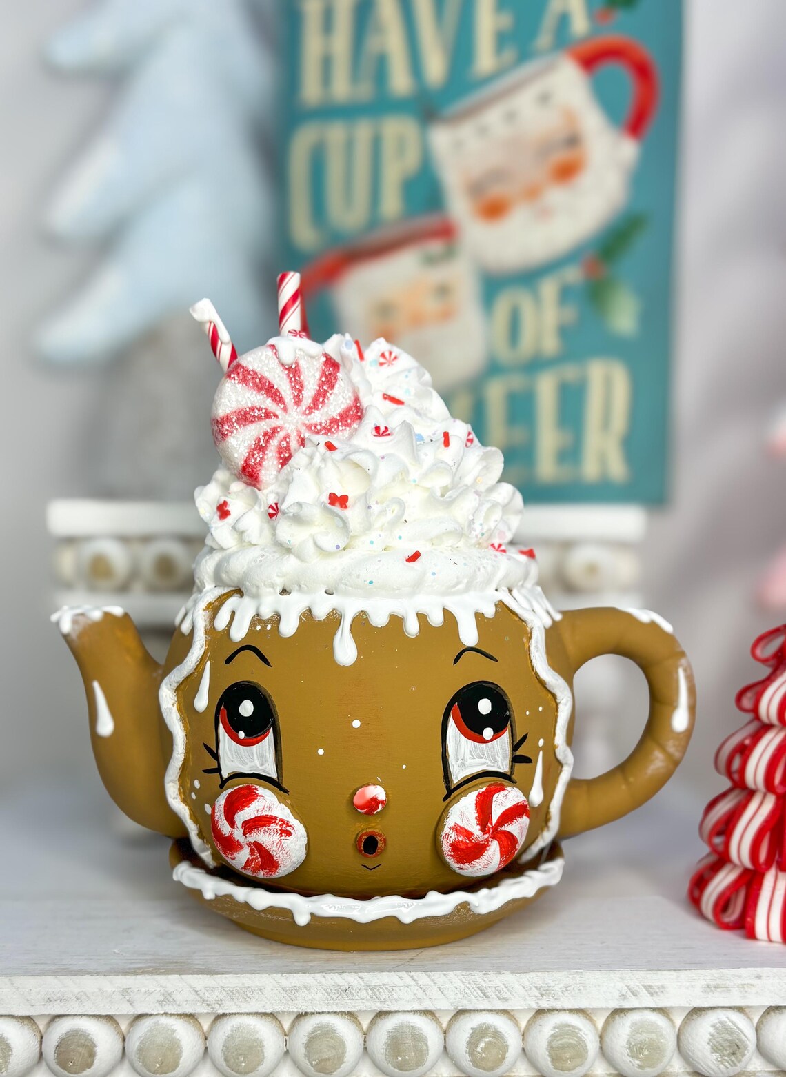 Peppermint Gingerbread Teapot - Etsy