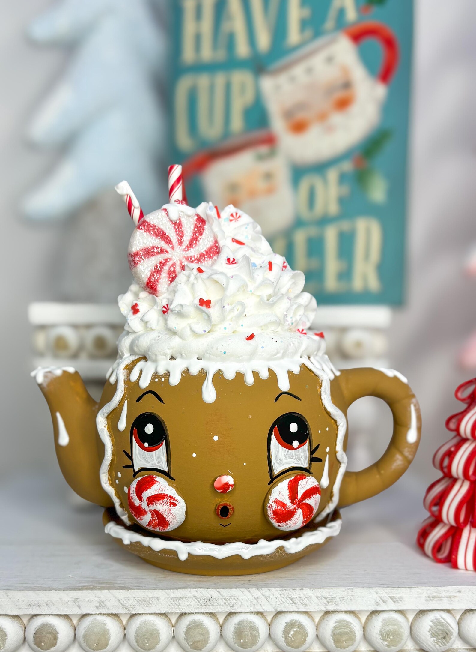 Peppermint Gingerbread Teapot - Etsy
