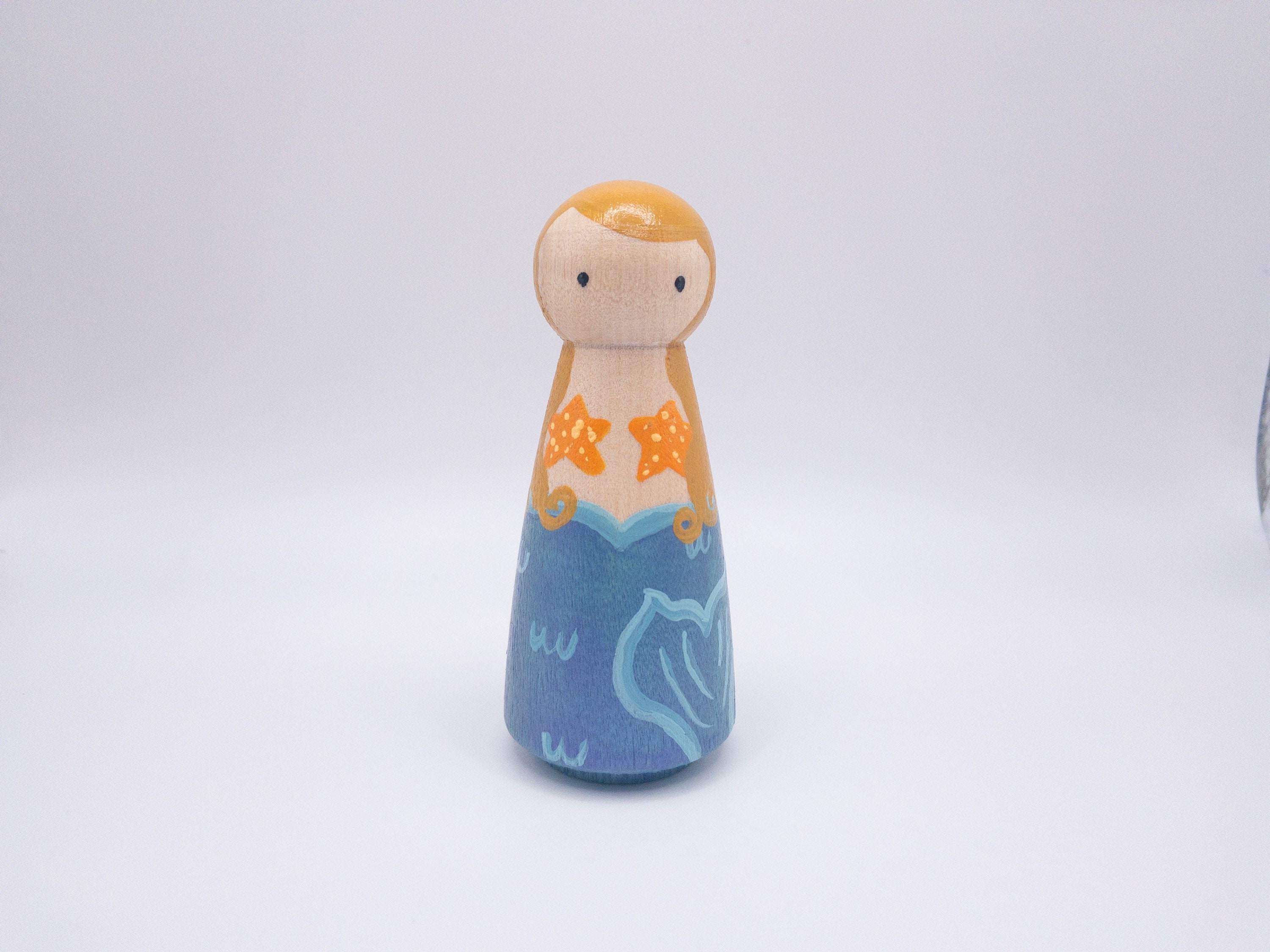Mermaid Wooden Peg Doll coral | Etsy