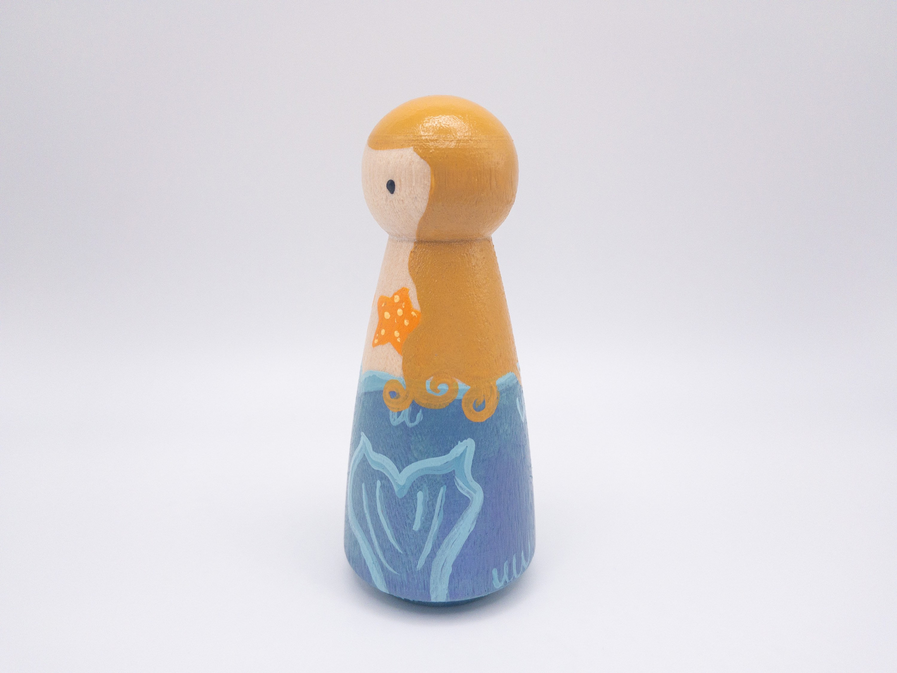 Mermaid Wooden Peg Doll coral | Etsy
