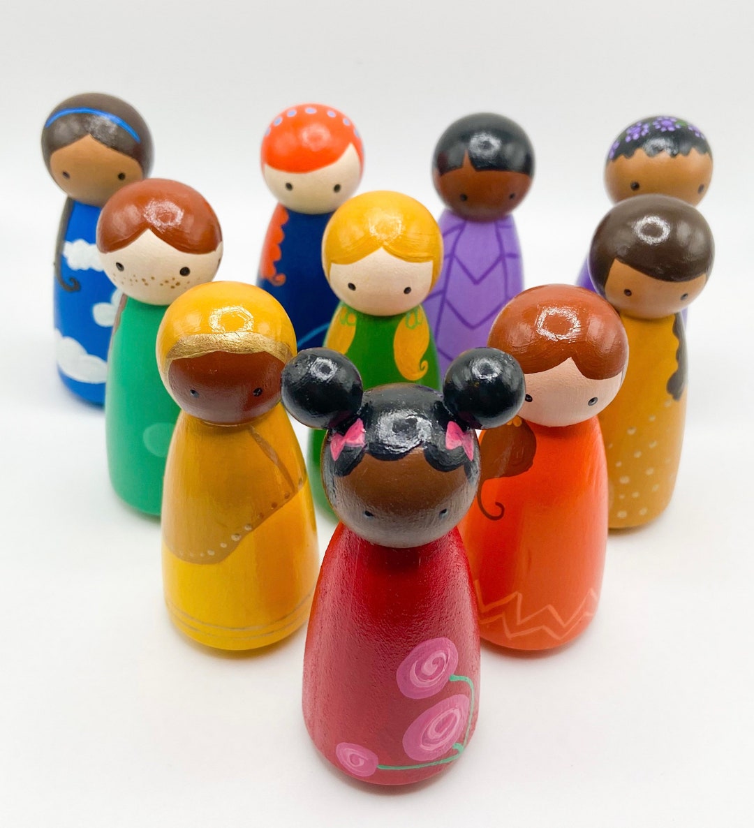 Rainbow Girl Peg Dolls - Etsy