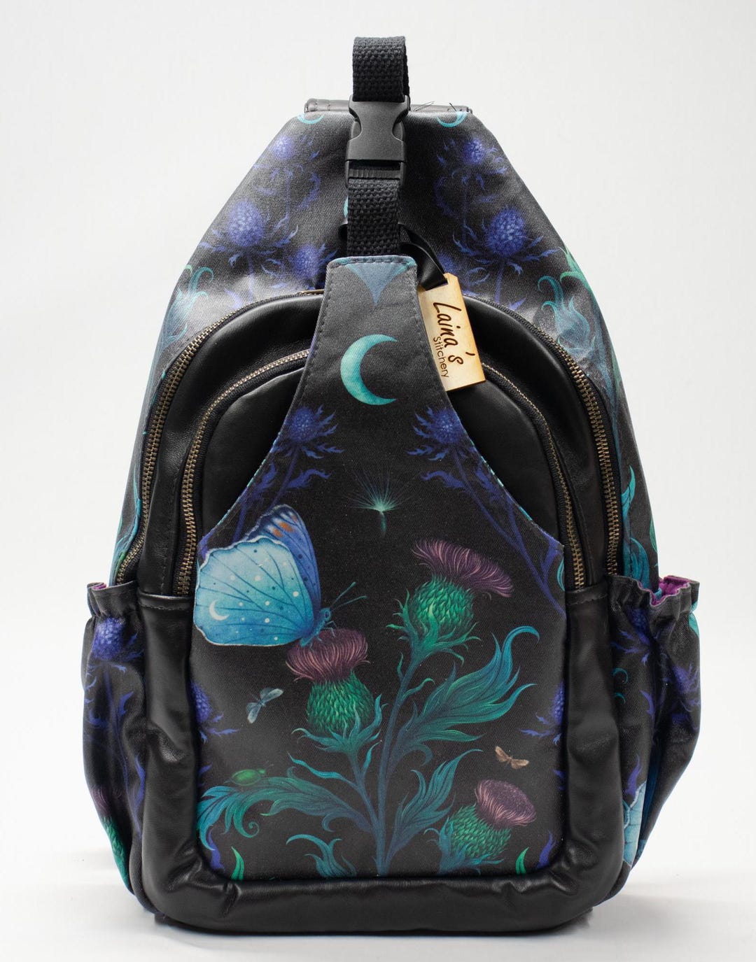 Mystic Thistle Convertible Sling Backpack – Leather & Twill, Water ...