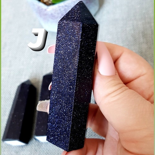 Blue Goldstone Point Blue Sandstone Tower Polished Sparkle - Etsy