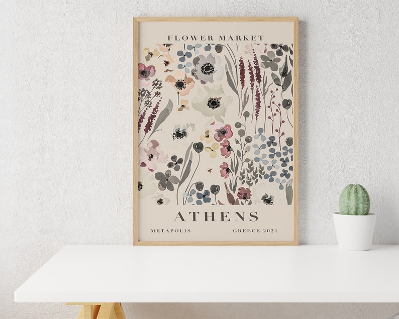 Flower Market Print Athens Poster Greece Travel Art Poster - Etsy