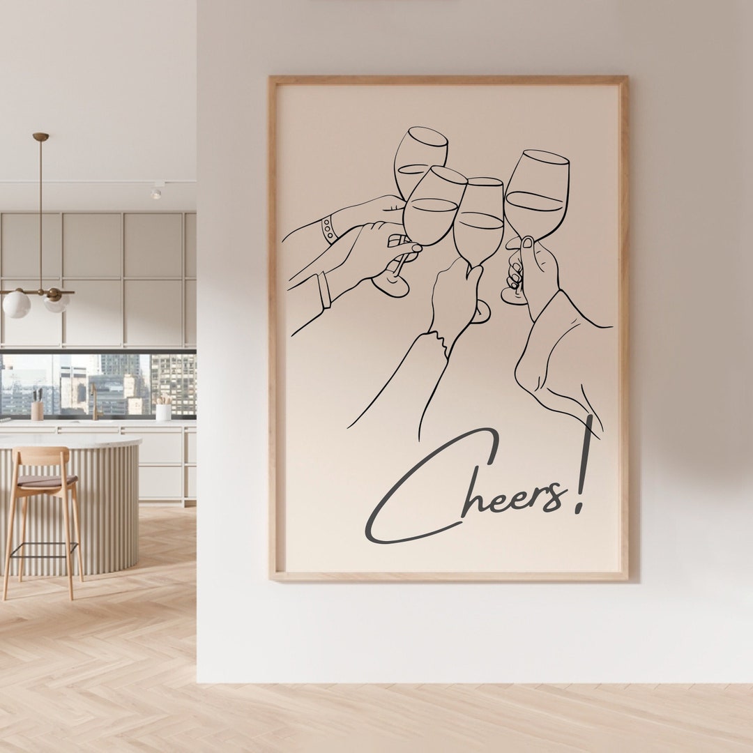 Cheers Print Bar Cart Wall Decor Cheers Sign Cheers Printable Wall Art Bar Cart Accessories Bar ...