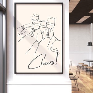 Cheers Print Bar Cart Wall Decor Cheers Sign Cheers Printable Wall Art Bar Cart Accessories Bar ...