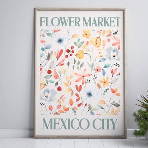 Mexico City Poster, Mexico Travel Poster, Flower Market Print ...