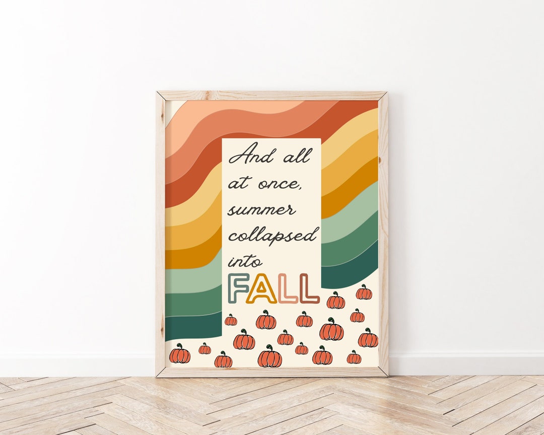 Retro Fall Print, 70s Colors Fall Wall Art, Pumpkin Wall Art, Fall ...