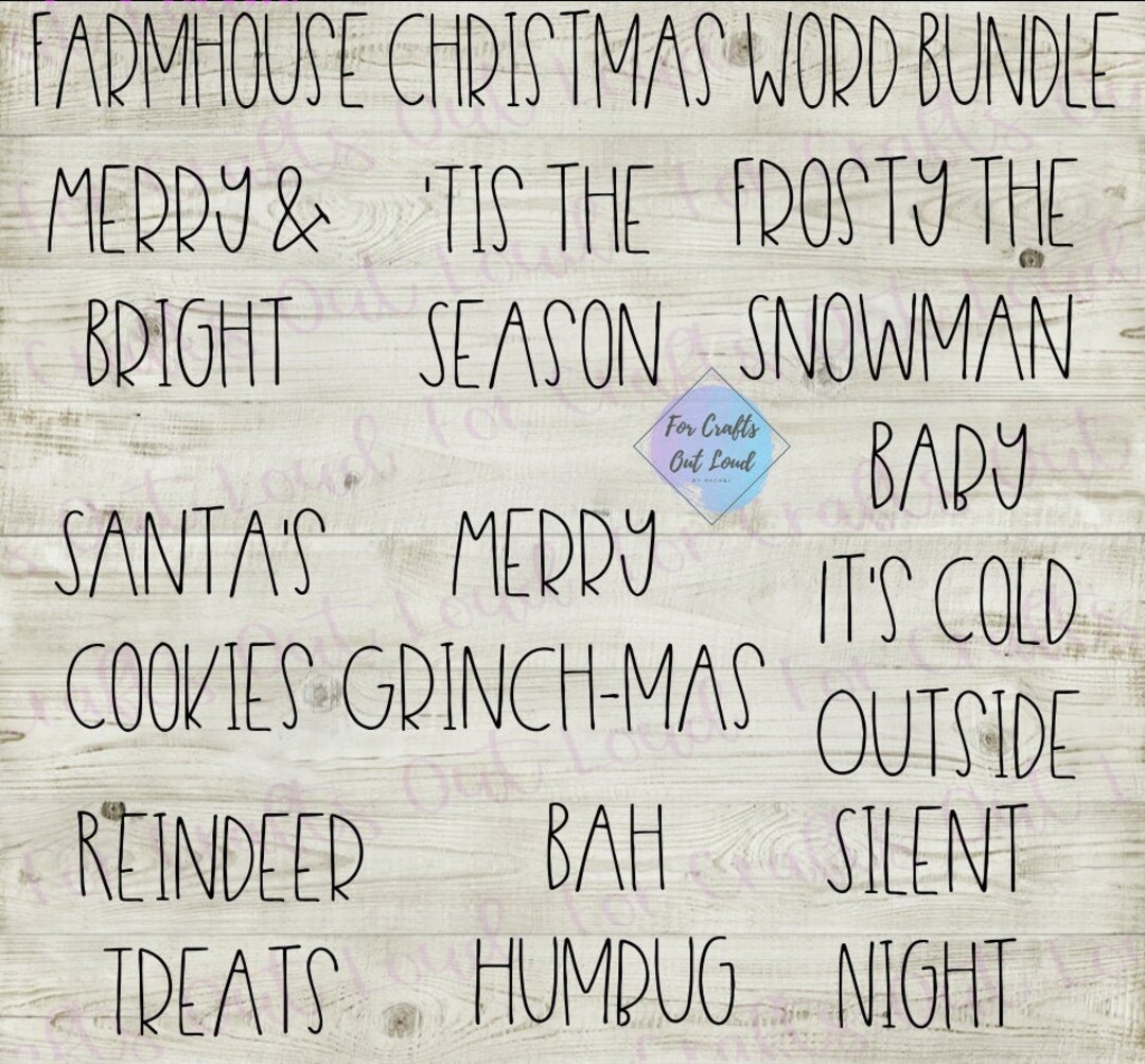 Farmhouse Christmas Word Bundle Set / Farmhouse Christmas SVG/ Rae Dunn ...