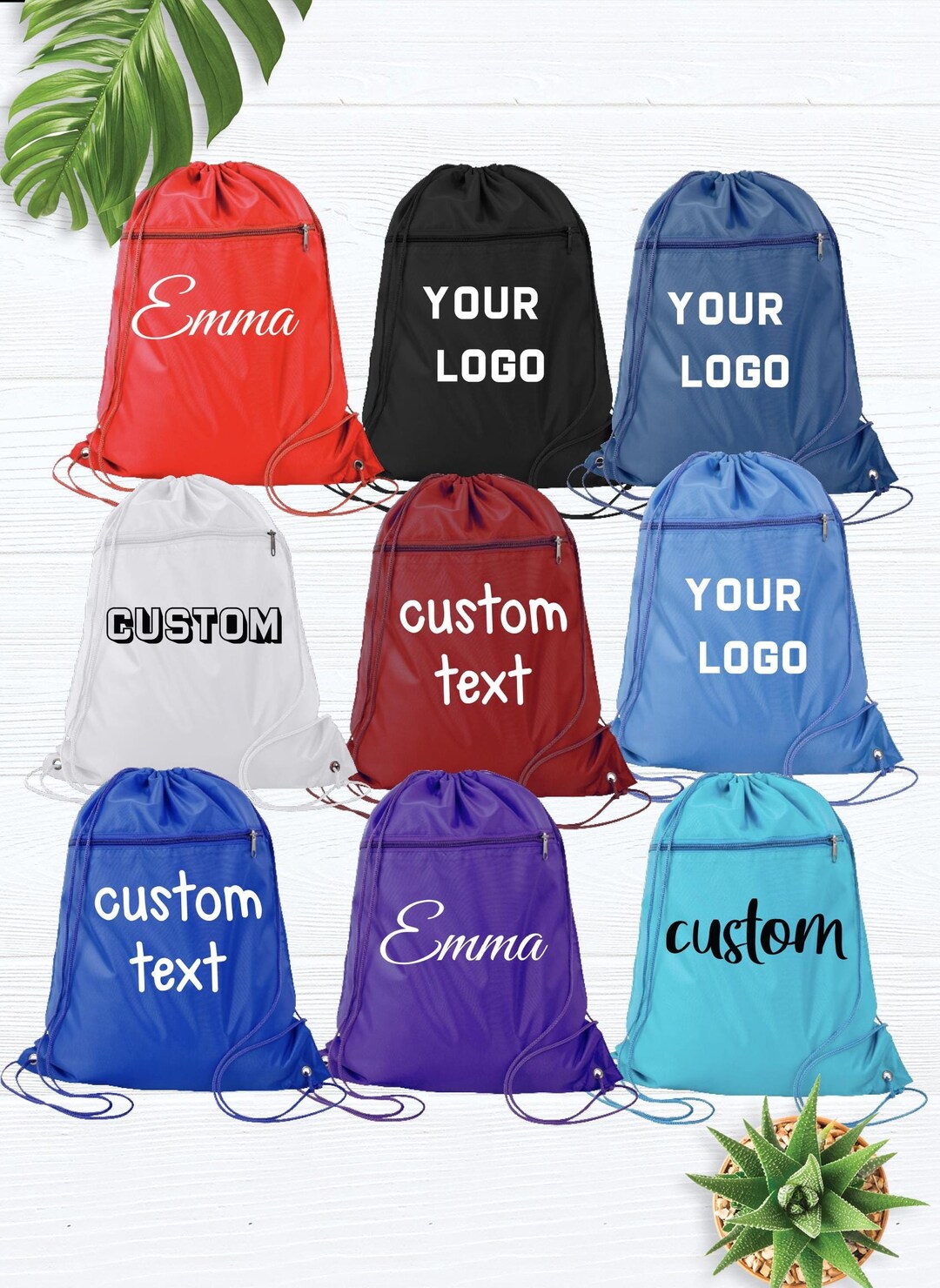 Personalized Name Drawstring Bag, Sports Cinch Bag, Custom Design Backpacks, School Drawstring ...